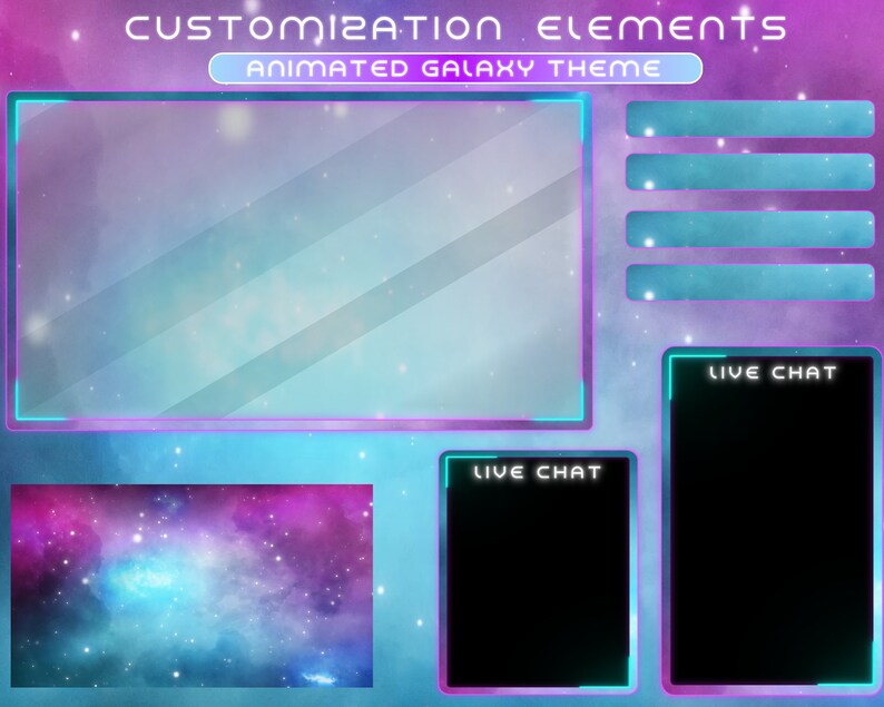 Galaxy Animated Twitch Overlay, Space Stream Overlay Pack, Stars Theme ...