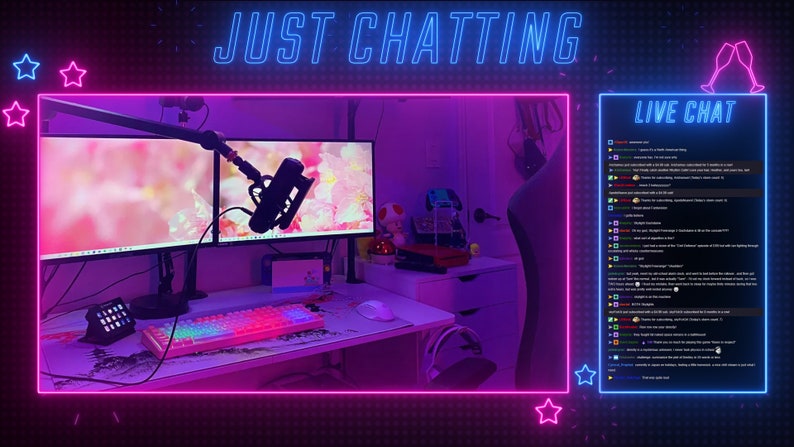 New Year Stream Overlays Animated Neon Pink Blue Twitch Pack - Etsy