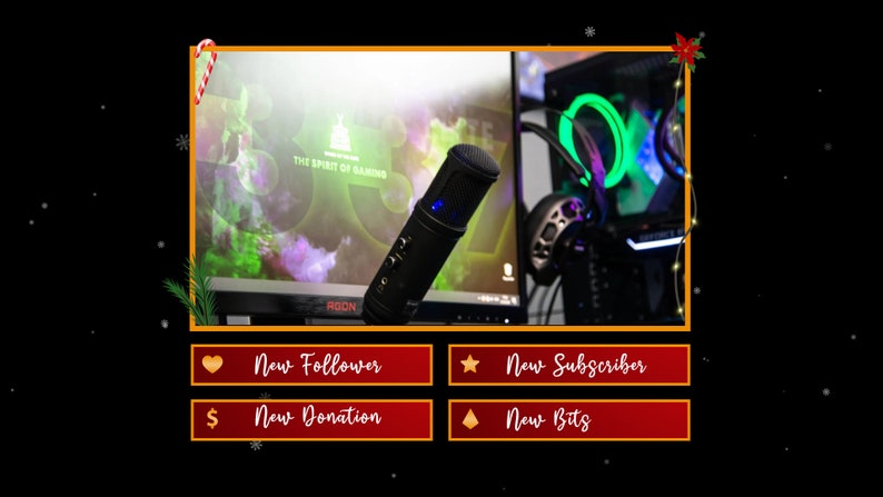 Christmas Stream Overlays, Animated Snowflakes Twitch Pack, Christmas ...