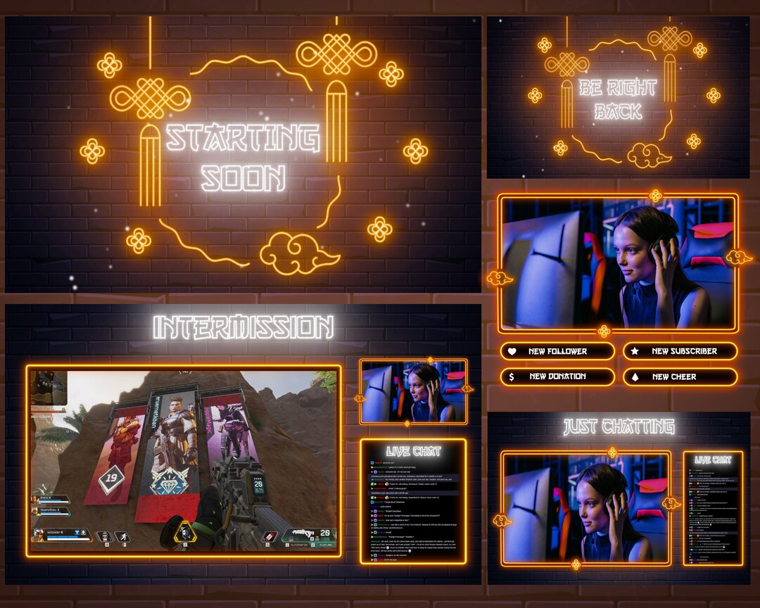 Japan Neon Overlay Twitch, Animated Neon Twitch Overlay, Minimal Twitch ...