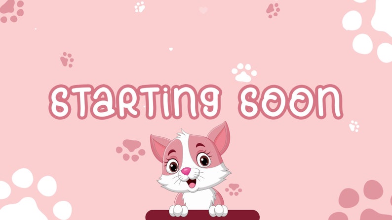 Animated Twitch Overlay Cute Kitty, Pink Kawaii Stream Overlay, Cat ...
