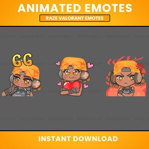 Raze Valorant Animated Emotes, GG Emote, Twitch Animated Emotes, Rage ...