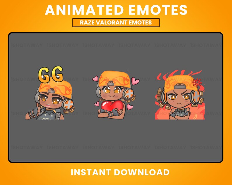 Raze Valorant Animated Emotes GG Emote Twitch Animated - Etsy