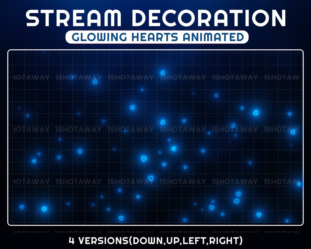 Animated Heart Glowing Stream Decoration, Glowing Blue Hearts Twitch ...