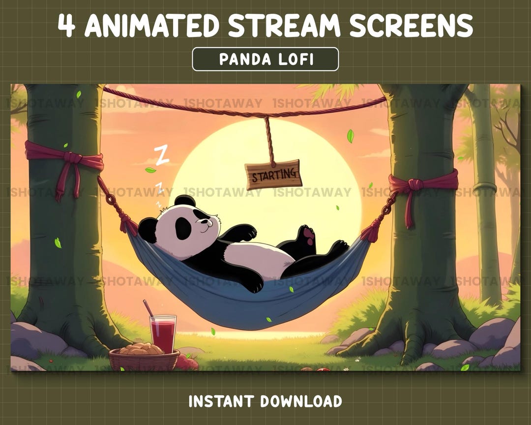 Cute Panda Twitch Overlays, Animated Panda Twitch Screens, Cute Stream ...
