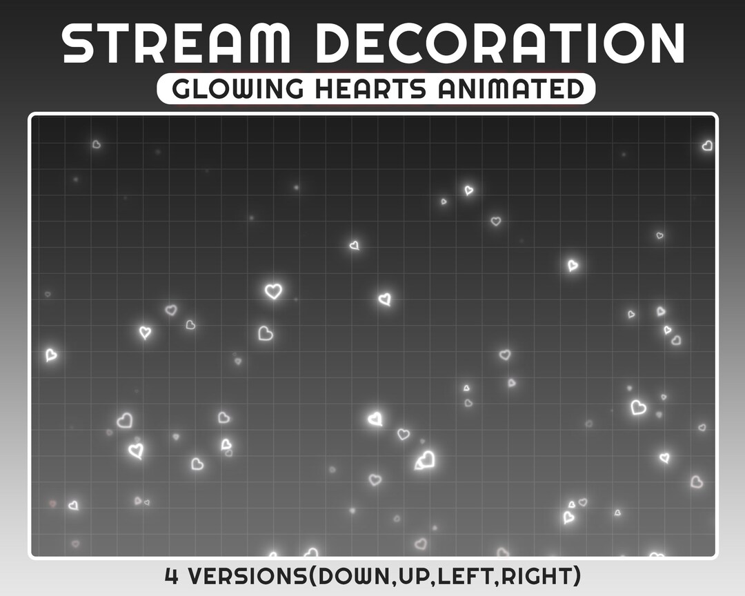 Animated Hearts Stream Decoration, Glowing White Hearts Twitch Overlay ...