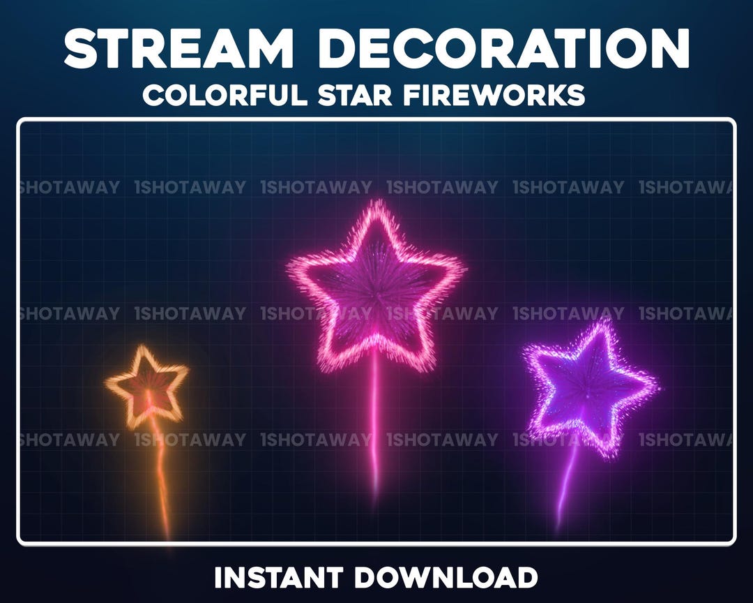 Animated Star Firework Twitch Overlay, Cute Twitch Overlay, Colorful ...