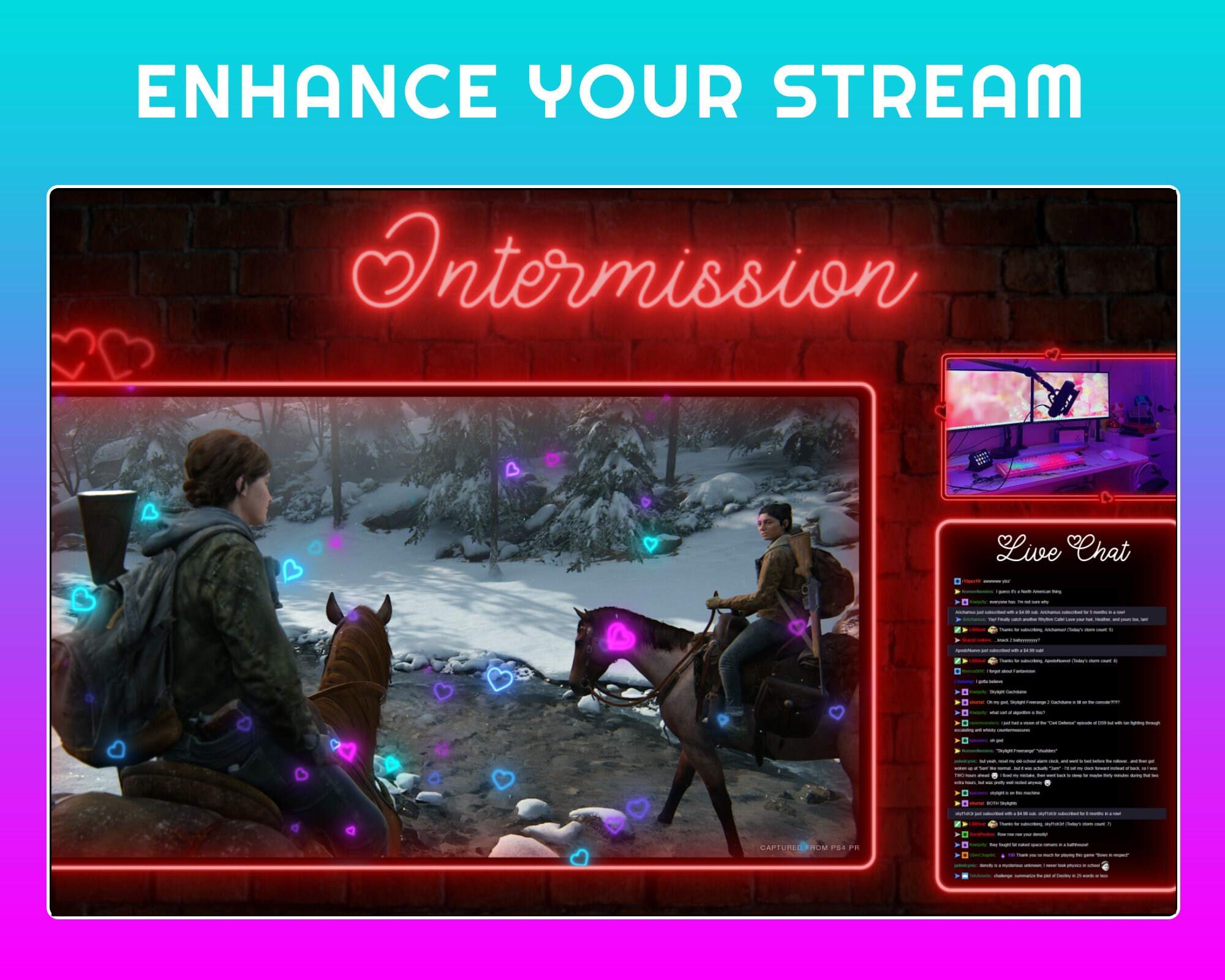 Animated Heart Glowing Stream Decoration Glowing Pink and - Etsy