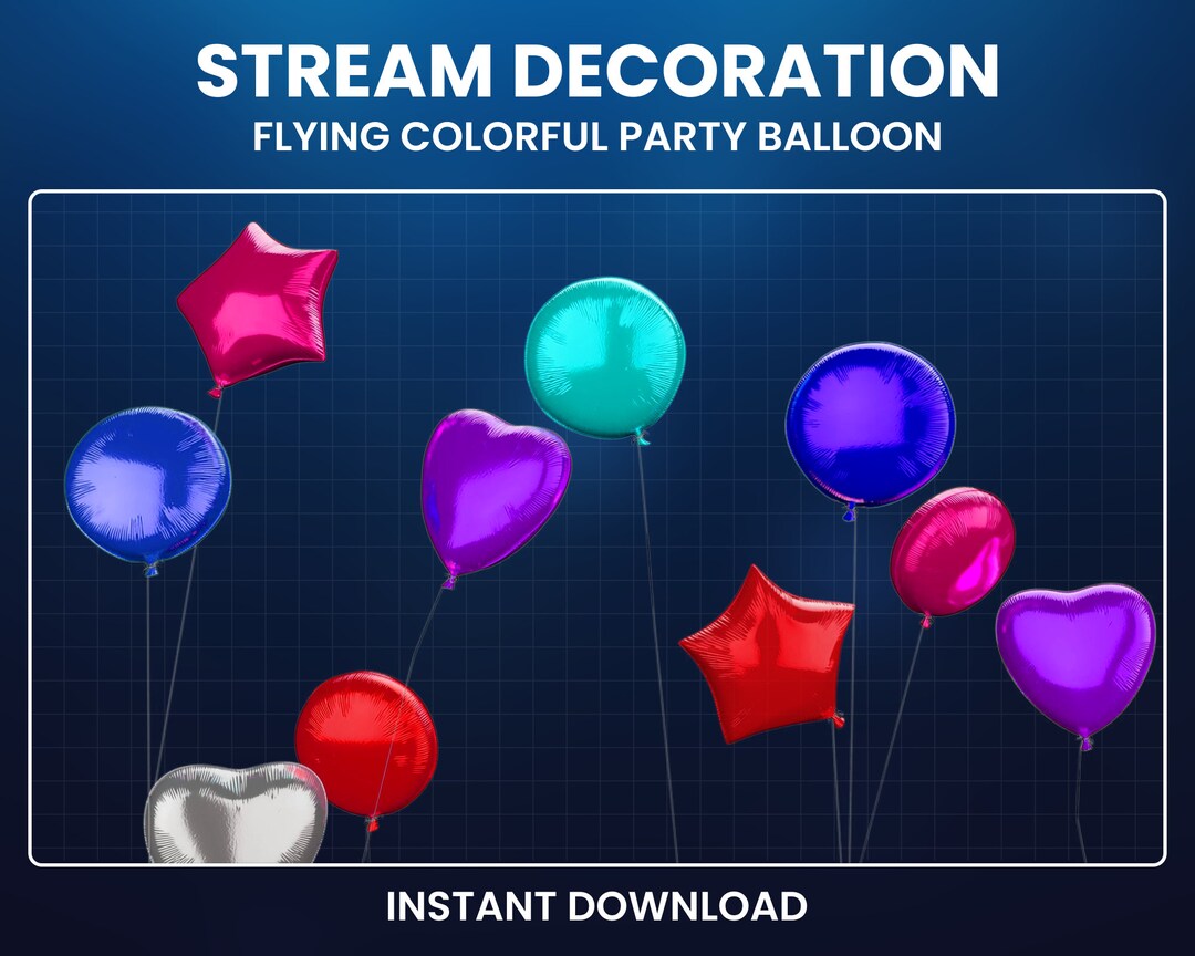 Animated Party Balloon Stream Decoration, Twitch Decoration Party ...