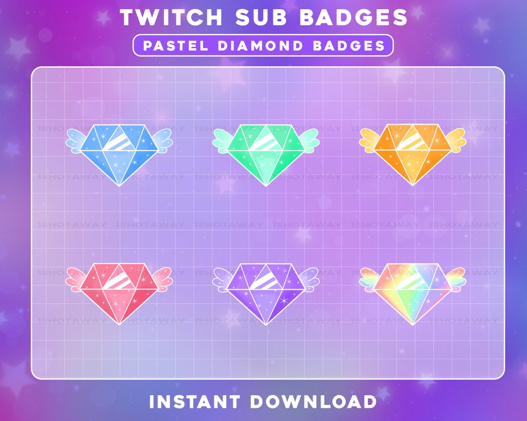 Twitch Diamond Sub Badges, Diamond Pastel Badges, Medal Badges, Twitch ...