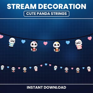 Animated Panda Pastel Twitch Overlay, Cute Stream Overlay, Panda ...
