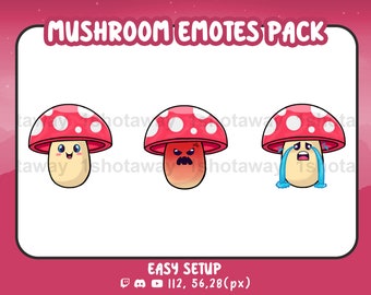 6 Cute Mushroom Emotes for Twitch Discord Emote Pack Emote - Etsy UK