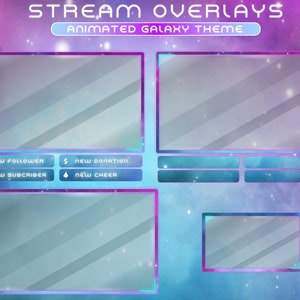 Galaxy Animated Twitch Overlay, Space Stream Overlay Pack, Stars Theme Twitch Package, Twitch ...