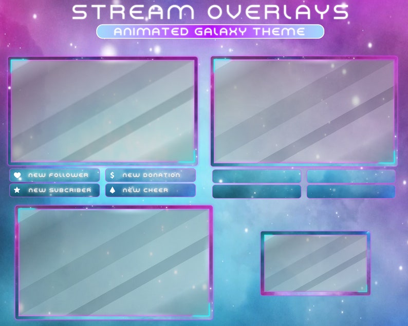 Galaxy Animated Twitch Overlay, Space Stream Overlay Pack, Stars Theme ...