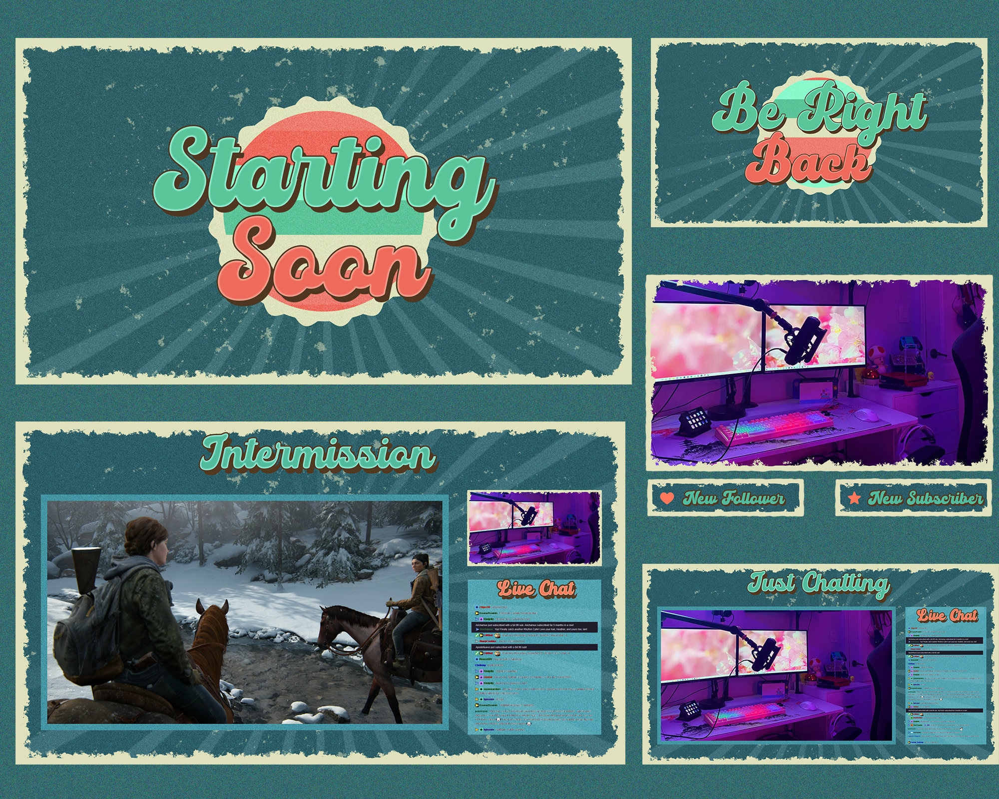 Retro Vintage Animated Stream Overlay, Retro Twitch Overlay ...