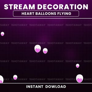 Animated Balloon Stream Decoration, Balloon Hearts Twitch Overlay, Cute ...