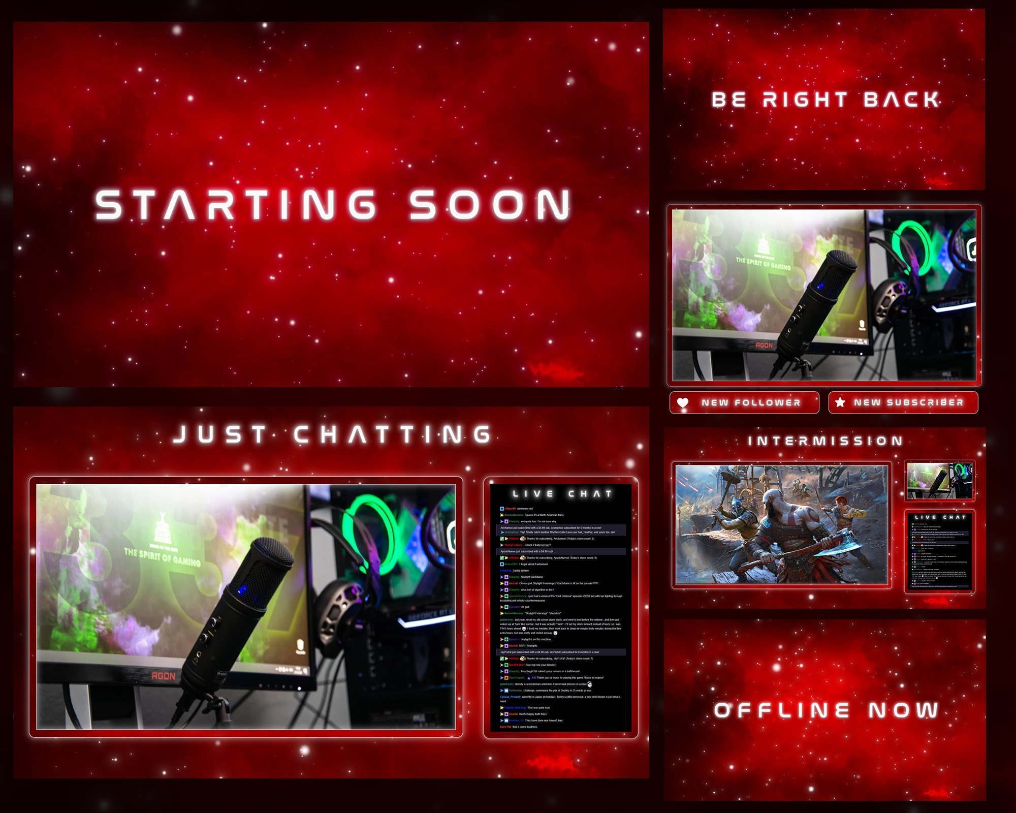 Animated Red Twitch Overlay, Red and Black Twitch Overlay, Space ...