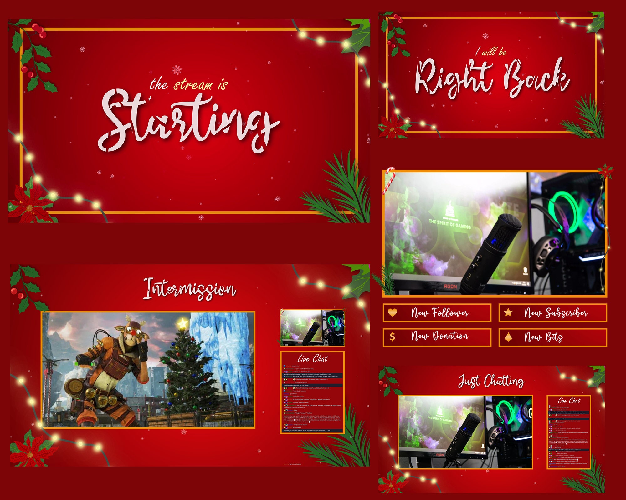Christmas Stream Overlays Animated Snowflakes Twitch Pack Christmas