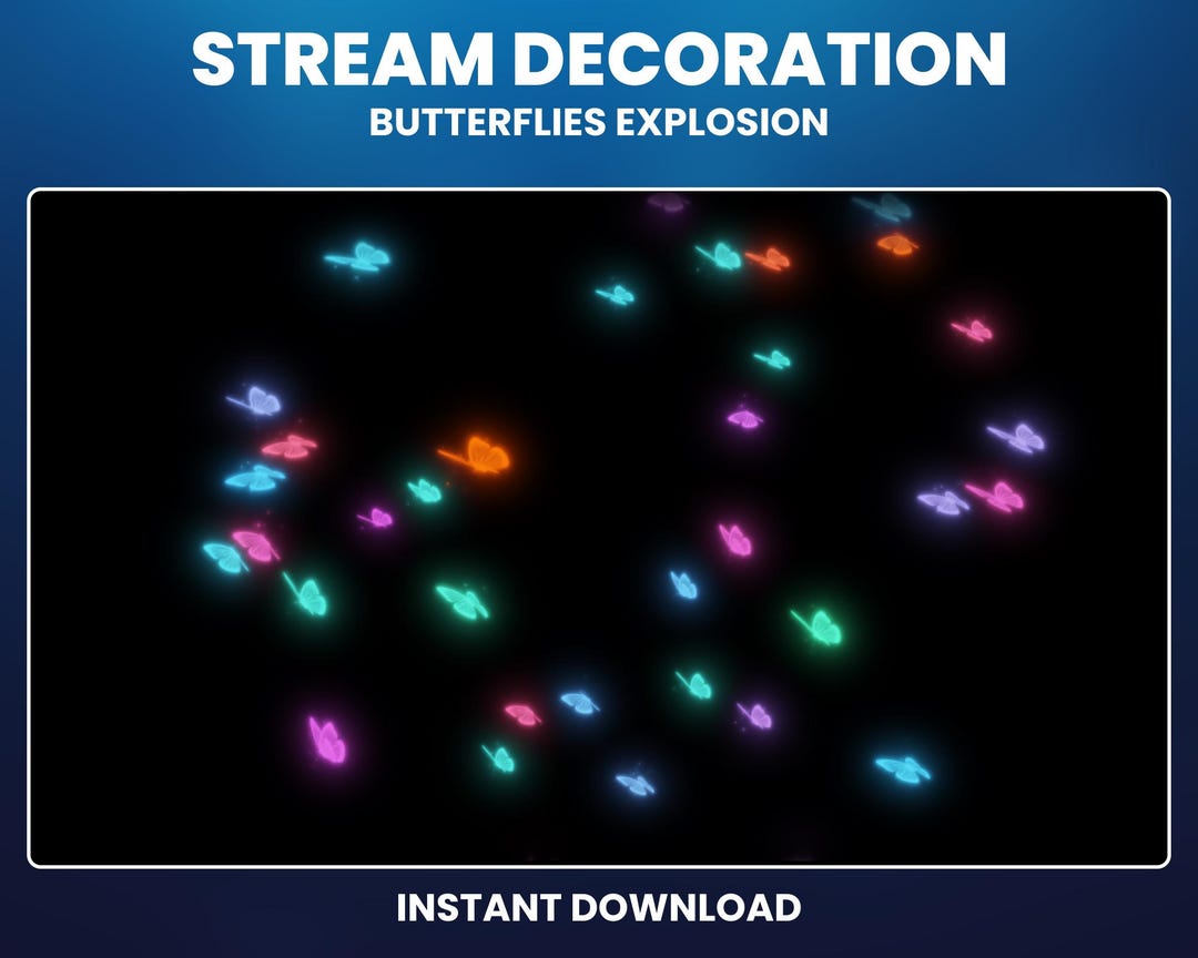 Animated Butterfly Twitch Overlay, Butterflies Twitch Overlay, Colorful ...