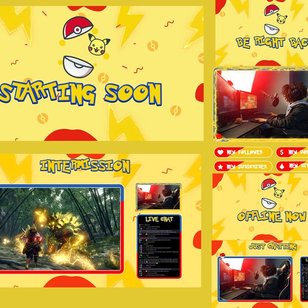 Pikachu Twitch Overlays - Etsy