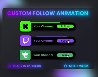 Custom Animated Kick Follow Button Popup Overlay - Etsy
