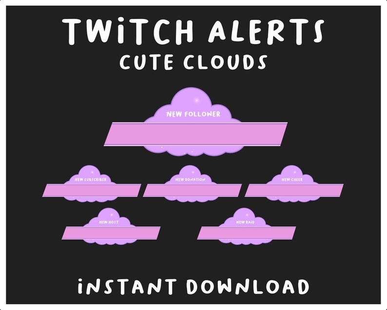 Twitch Alerts Animated Cute Clouds, Pink Twitch Alerts ,pastel Stream ...