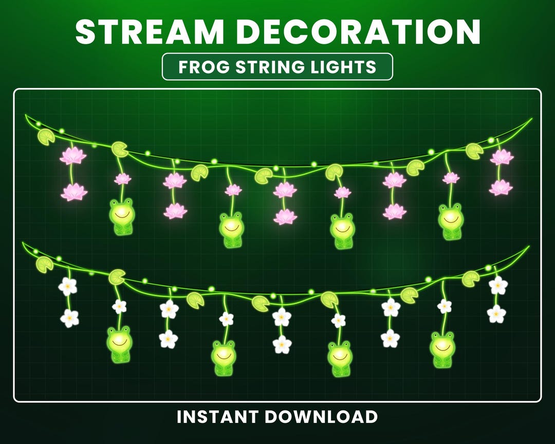 Animated Frog Lights Twitch Overlay, Cute Stream Overlay, Frog Lights ...