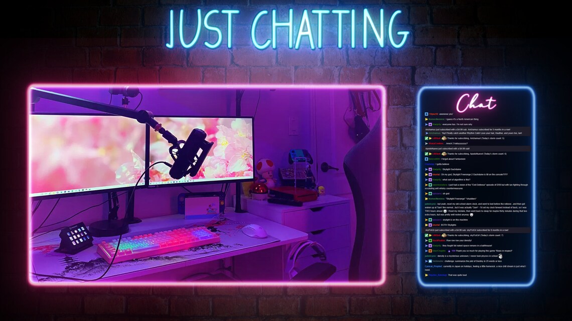 Twitch Neon Animated Overlay Blue and Pink Neon Stream - Etsy