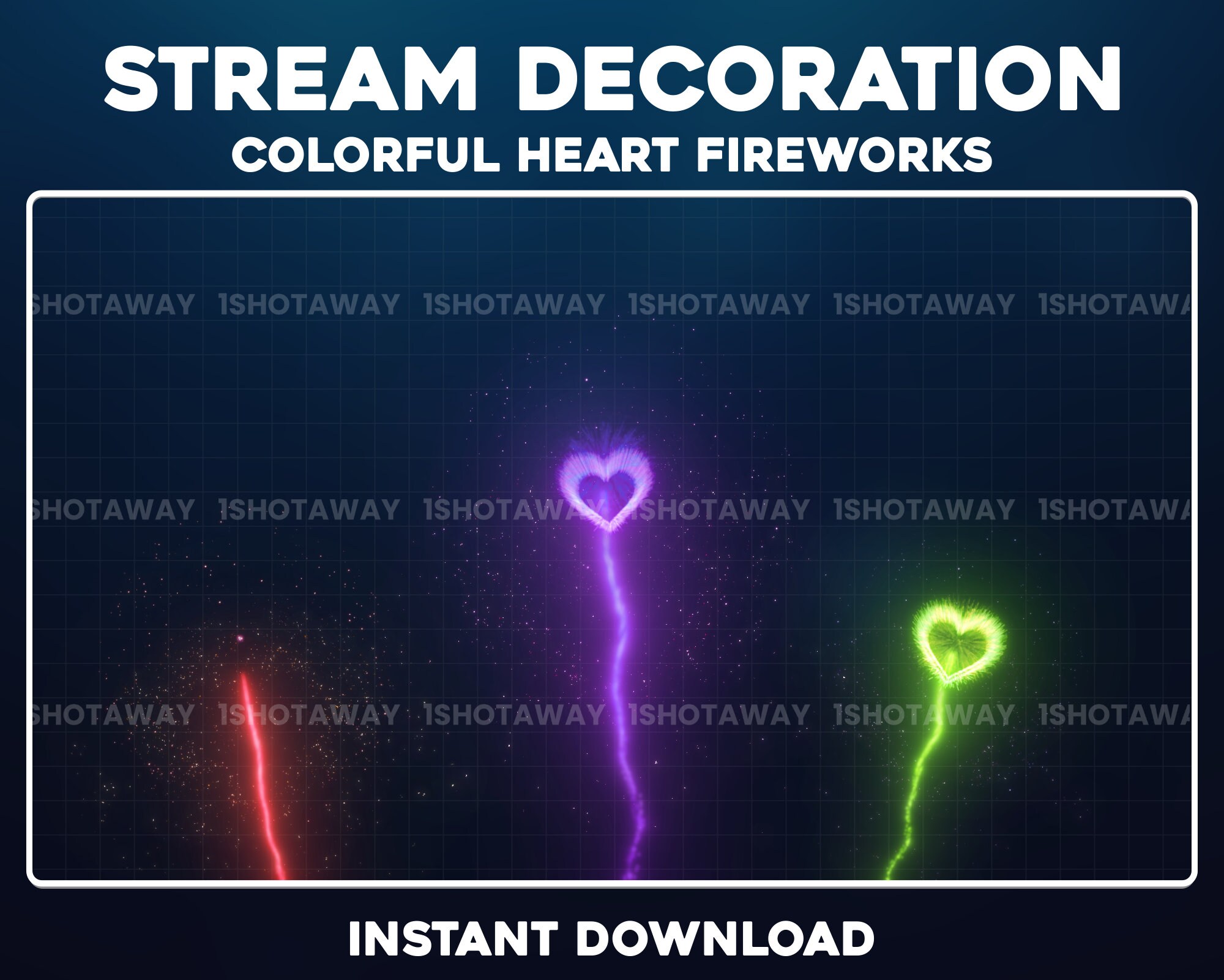 Animated Heart Firework Twitch Overlay, Valentine Twitch Overlay ...