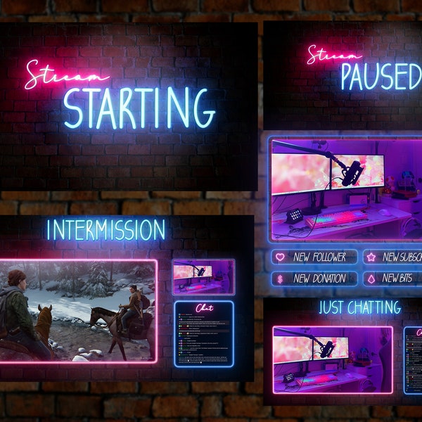 Neon Twitch Stream Overlay - Etsy