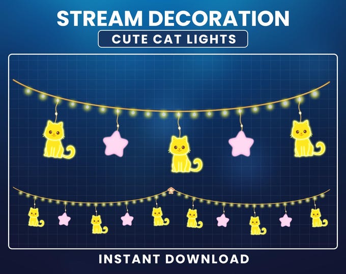 Animated Cute Cat Twitch Overlay, Cat Stream Overlay, Cute Cat Overlay ...