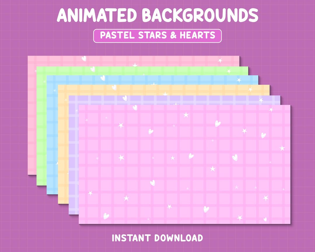 Vtuber Animated Background, Twinkling Stars Hearts Overlay, Animated ...
