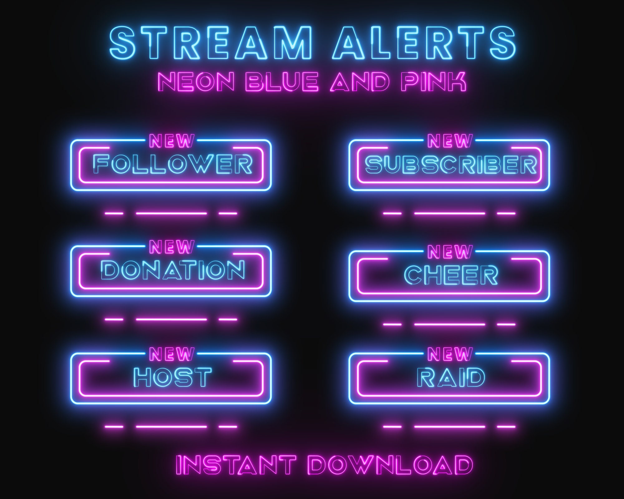 Twitch Animated Stream Alerts Neon, Pink & Blue Animated Twitch Alerts ...