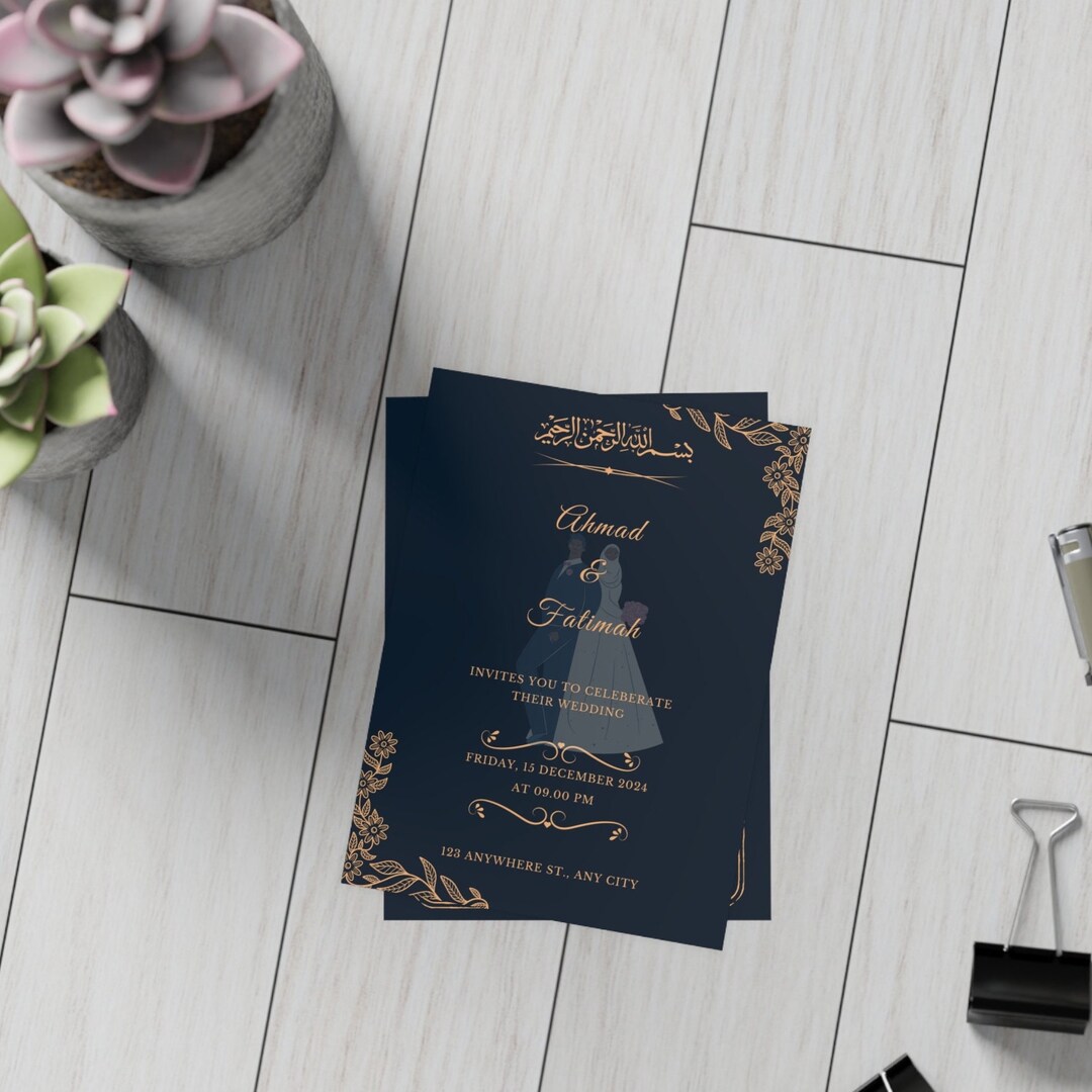 Editable Modern Elegant Nikah Invitation, Islamic Wedding Invitation ...