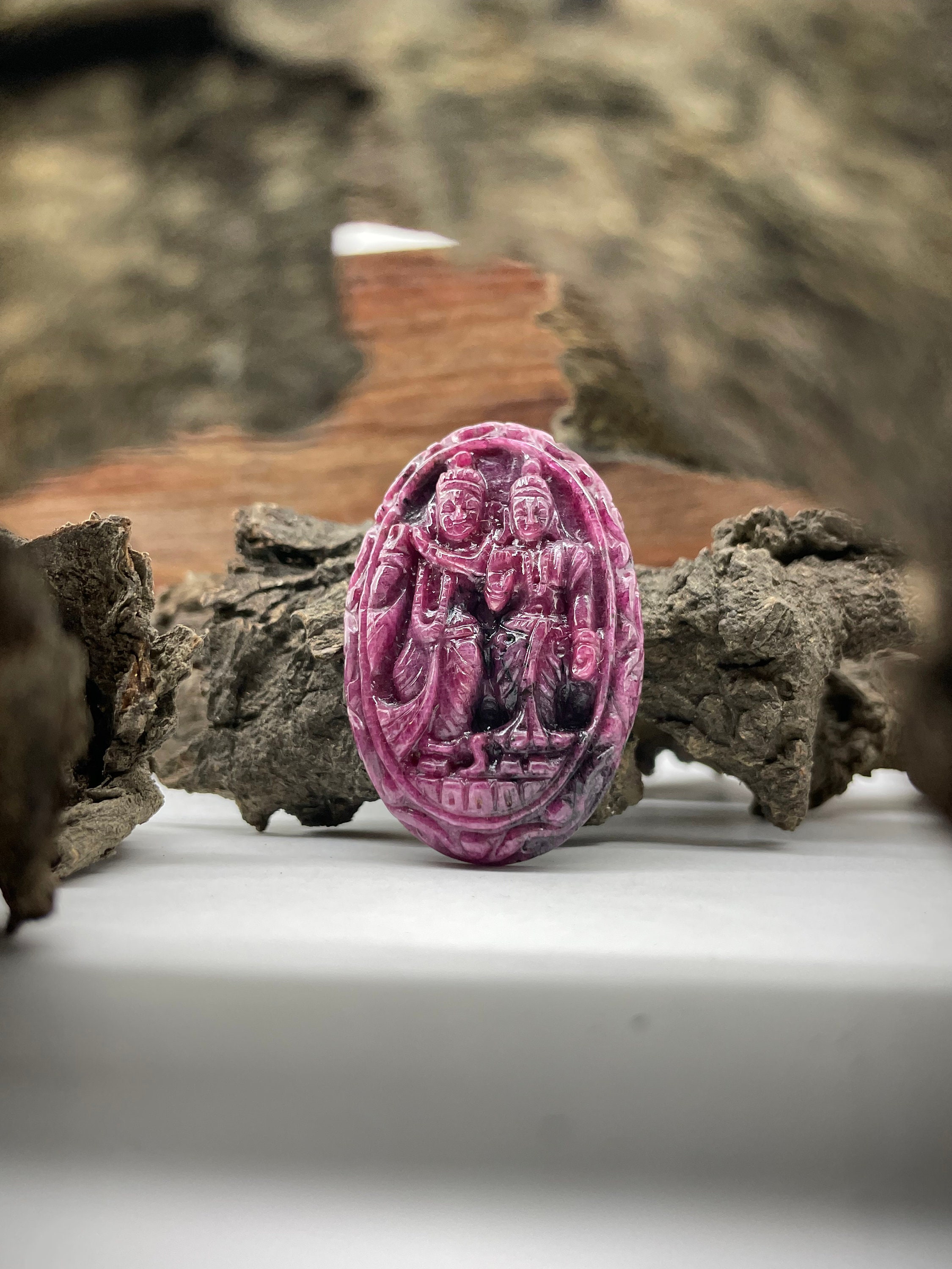 Ruby Radha Krishna Gemstone Handmade Carving | Ruby Krishna Carving | Ruby Krishna Gemstone ...