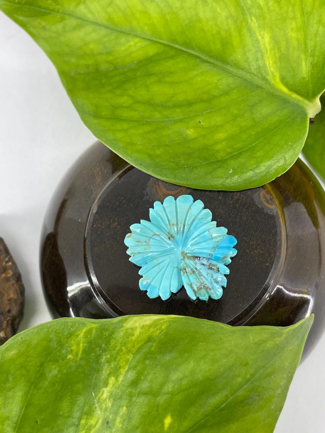 Natural Turquoise Hand Carved Flower | Turquoise Flower Carving | Loose ...