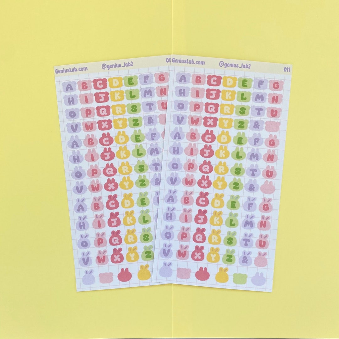 Colorful Alphabet Sticker Sheet by Genius Lab Cute Letters for Journals ...