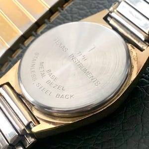 Vintage Texas Instruments LCD Quartz TI3H Gold Digital Watch Stainless ...