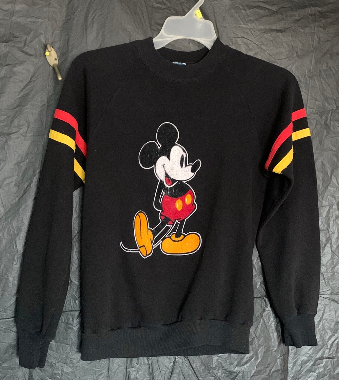 Vintage 80s Walt Disney Mickey Mouse Striped Shoulder Crewneck ...