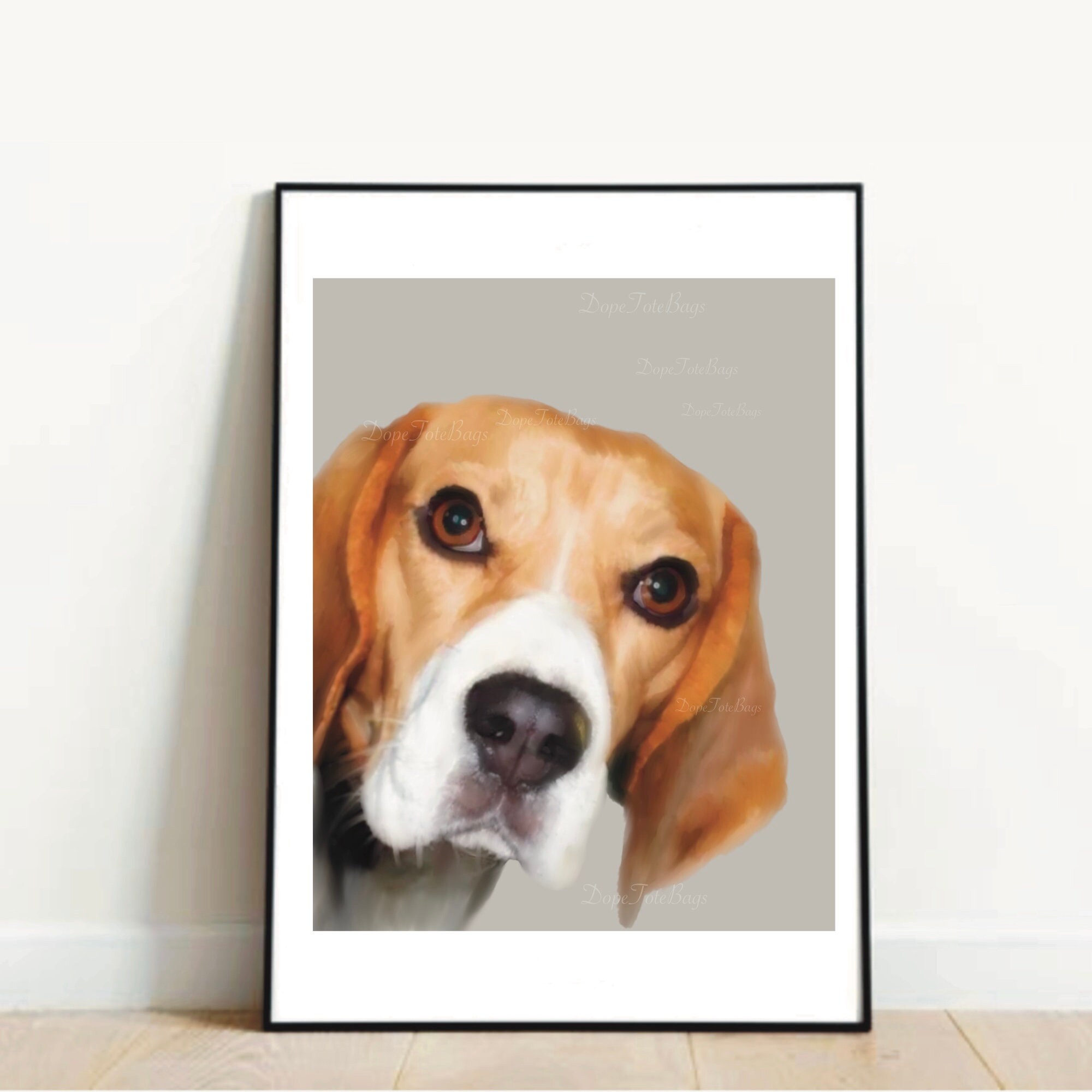 Digital Watercolor Beagle Poster Dog Illustration Dog - Etsy