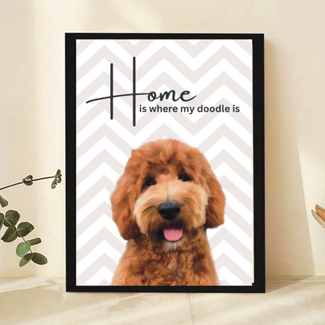 Goldendoodle Poster, Dog Illustration, Dog Drawing, Pet Portrait ...