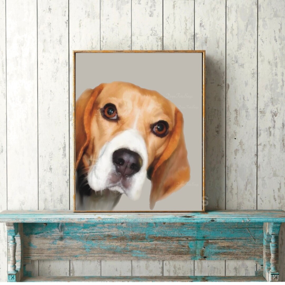 Digital Watercolor Beagle Poster, Dog Illustration, Dog Drawing, Pet ...