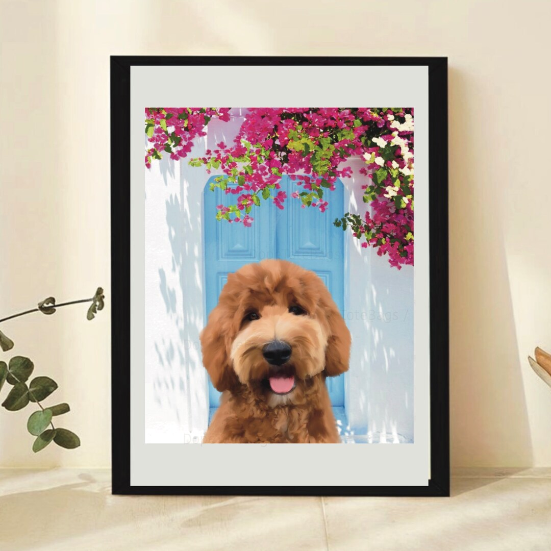 Goldendoodle Poster, Digital Watercolor Dog Illustration, Dog Drawing ...