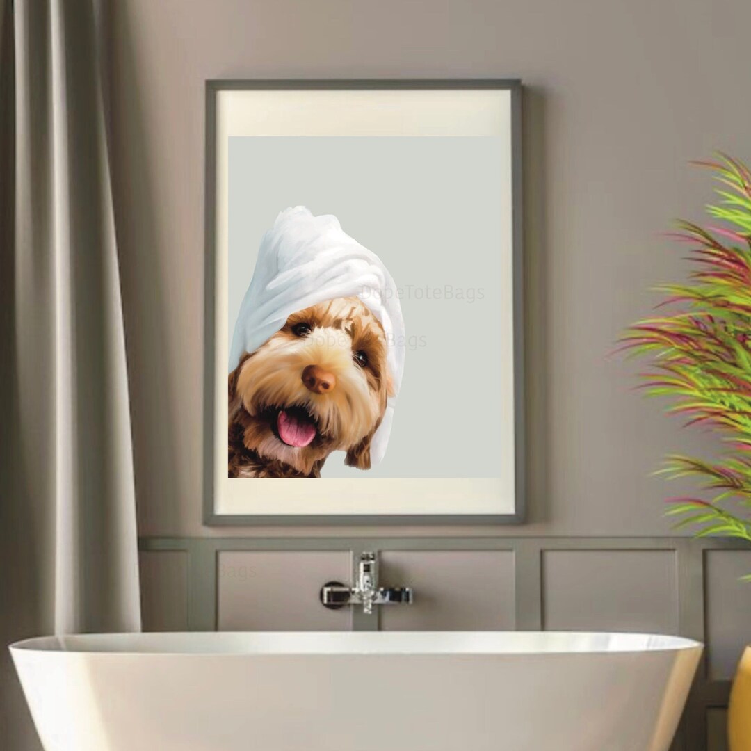 Goldendoodle Poster, Digital Download, Dog Illustration, Pink Nose ...