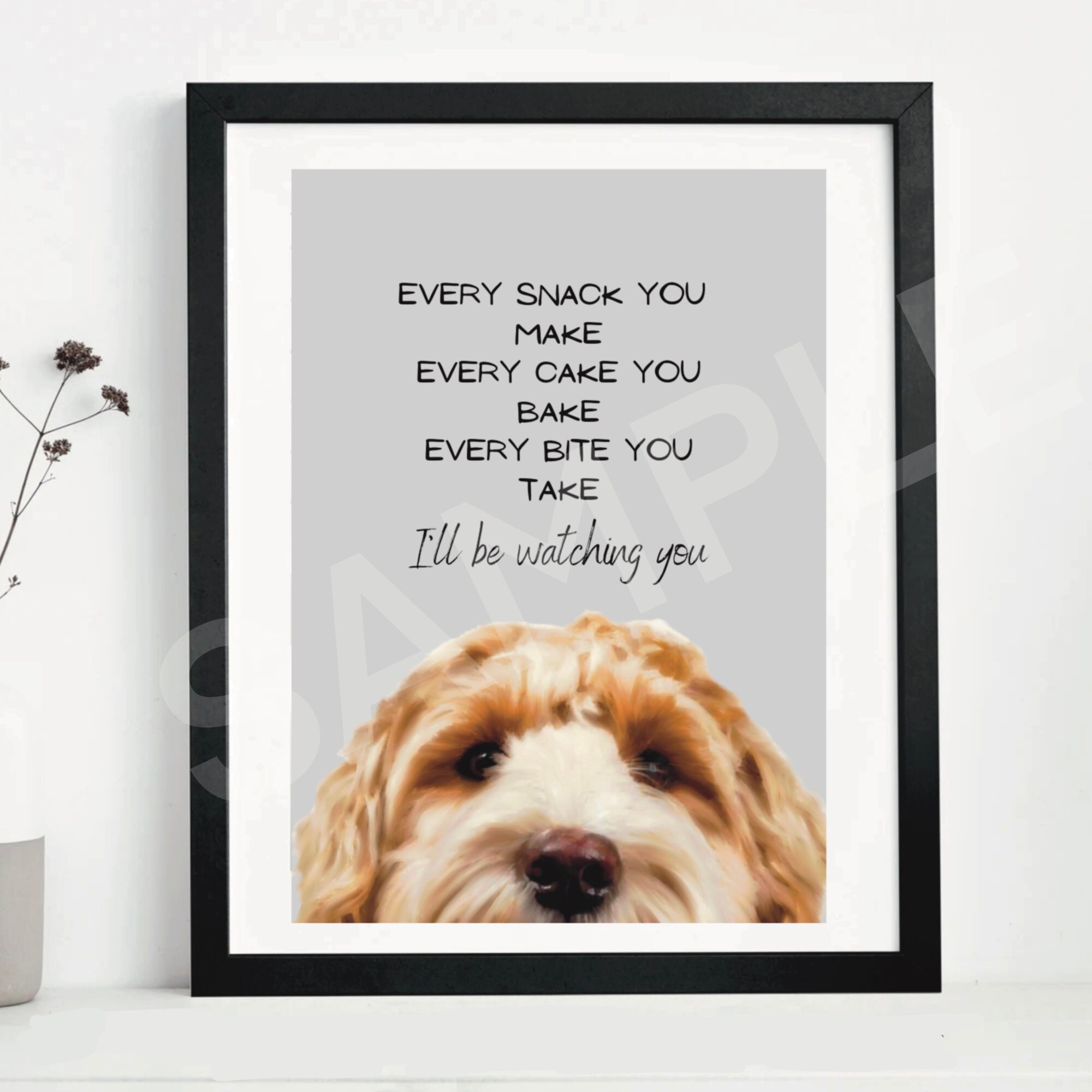 Goldendoodle Poster, Dog Illustration, Dog Drawing, Pet Portrait ...