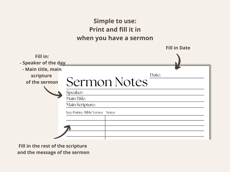 Sermon Notes Printable | Bible Study Notes | A4, A5 & Letter Size ...