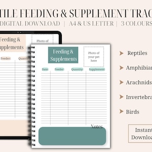 Reptile Feeding Tracker, Printable Reptile Food Log, Digital Feeding ...