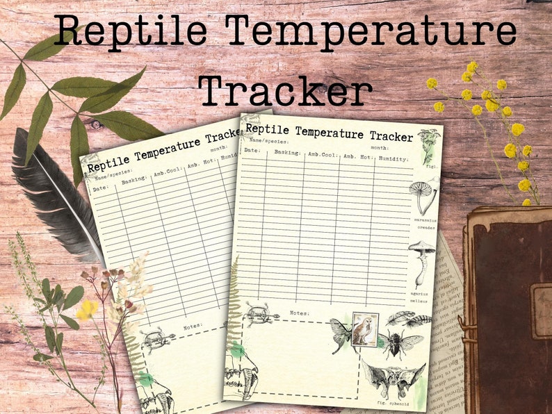Reptile Temperature Tracker, Reptile Humidity Sheet, Exotic Pet Planner ...