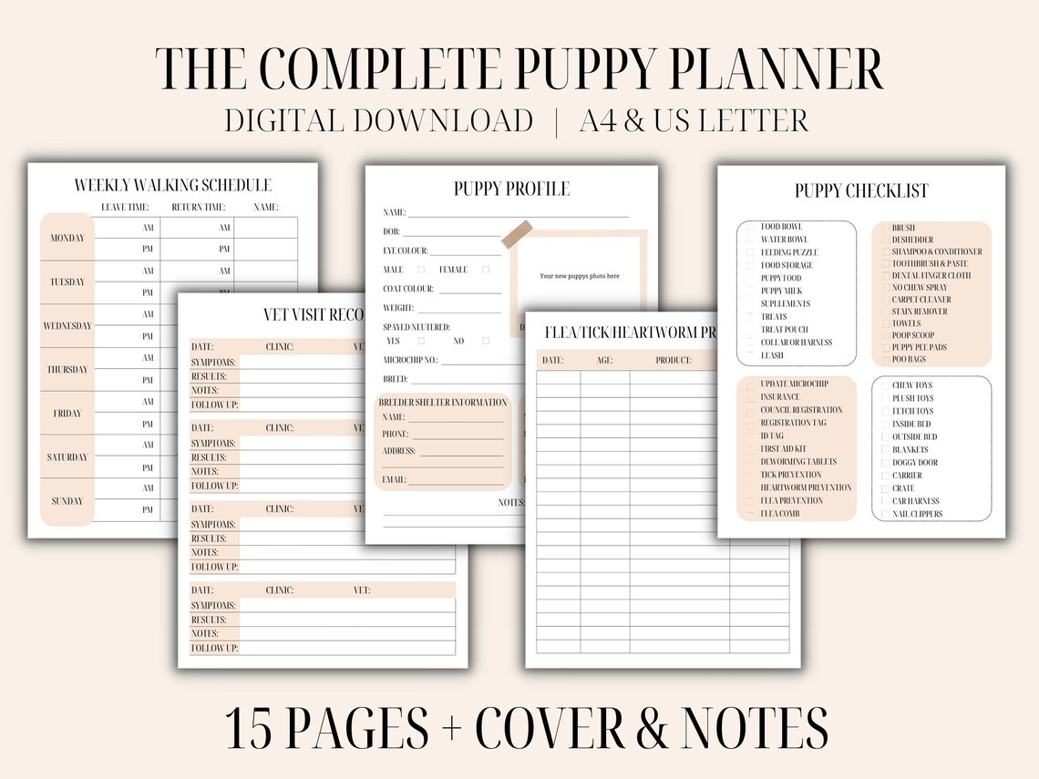 Complete Puppy Planner, New Puppy Planner Bundle, Dog Care Planner ...
