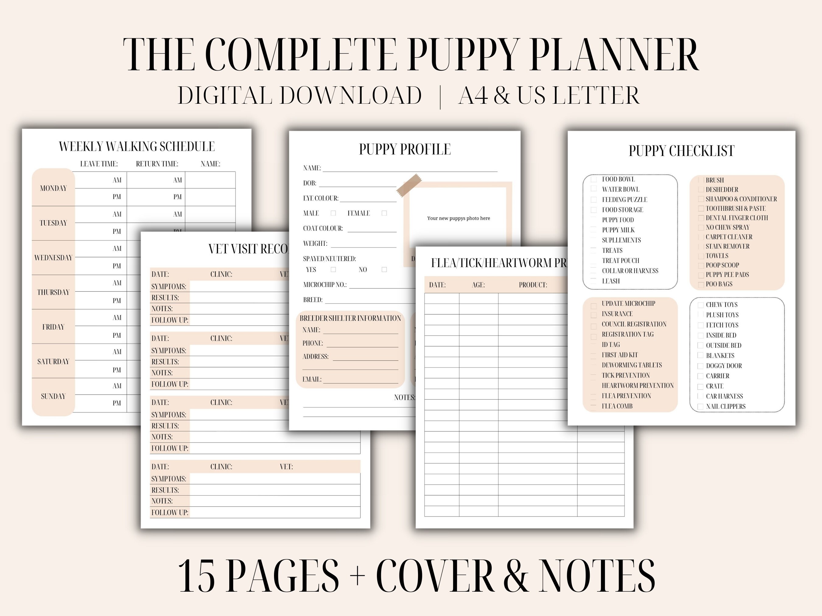 Complete Puppy Planner, New Puppy Planner Bundle, Dog Care Planner ...